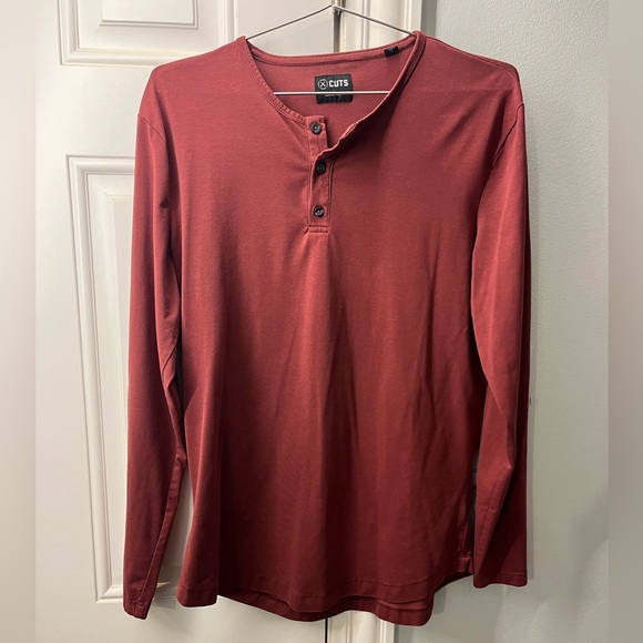 Cuts Clothing | Shirts | Cuts Mens Red Henley Shirt Curve Hem | Poshmark